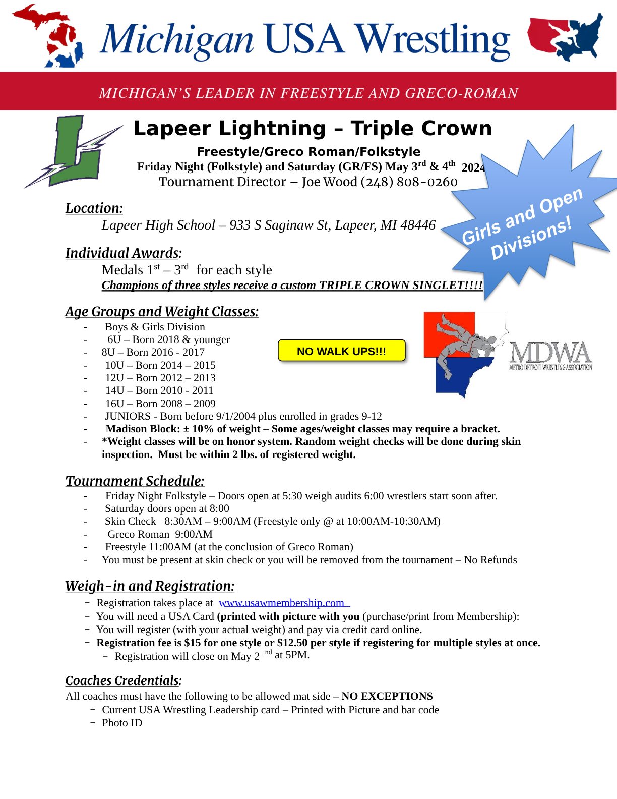 Lapeer Lightning – Triple Crown Freestyle/Greco Roman/Folkstyle - Metro ...